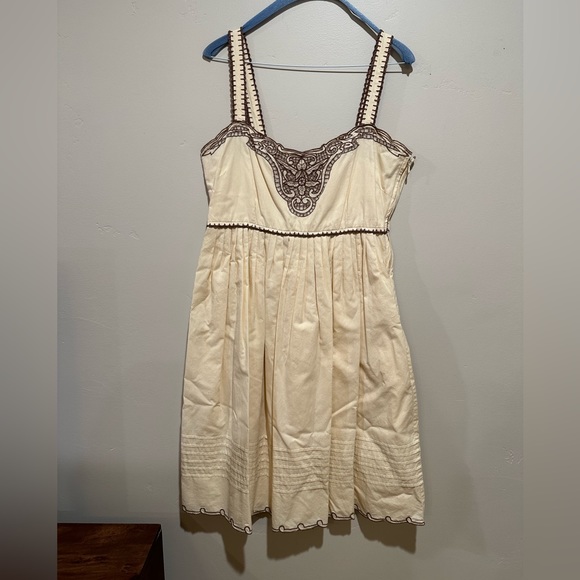 viola | Dresses | Vintage Viola Cotton Cream Dress With Brown ...